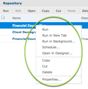 Using the Repository – Dashboards – Community BI Support