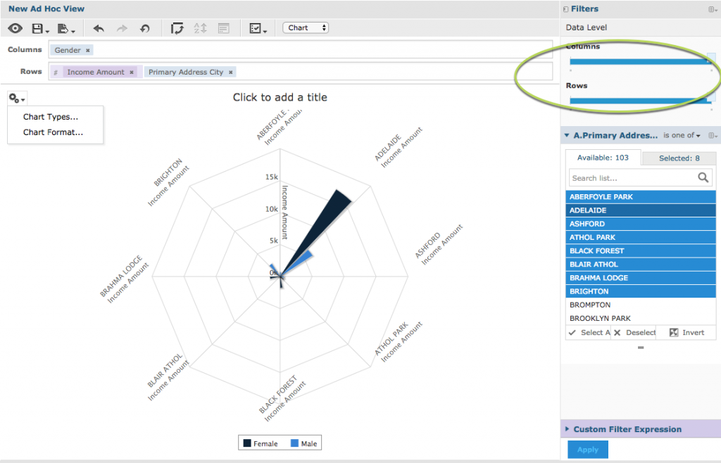 Ad Hoc View – Spider Column Chart – Community BI Support